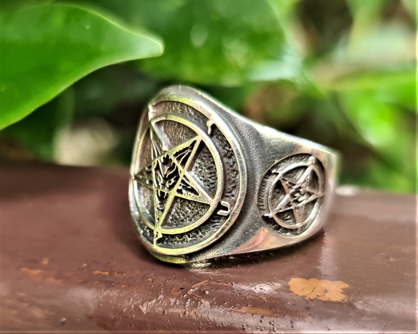 Sigil of Baphomet Inverted Pentagram Ring 925 Sterling Silver - Etsy