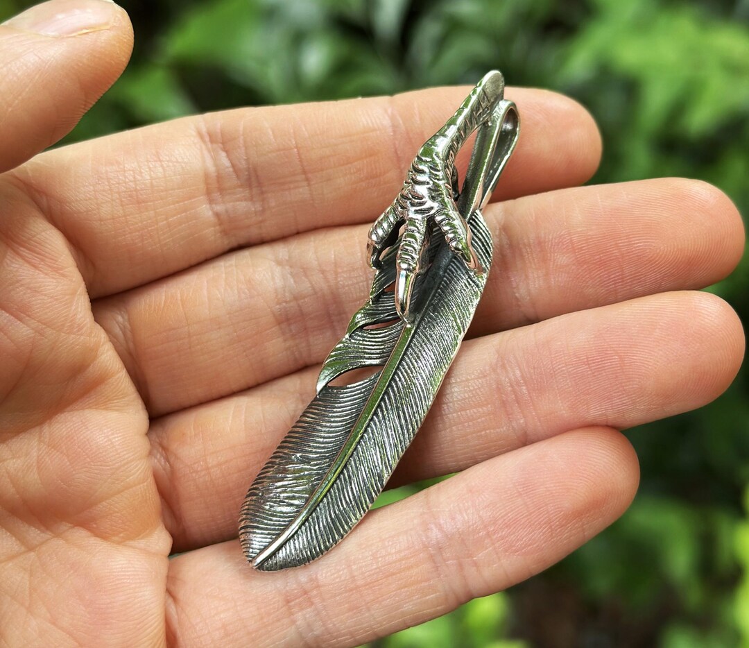 Massive Eagle's Feather Claw Pendant STERLING SILVER 925 Protective ...