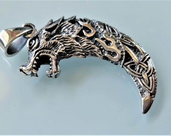 Wolf Fang STERLING SILVER 925 Pendant Wolf Claw Viking Wolf | Etsy