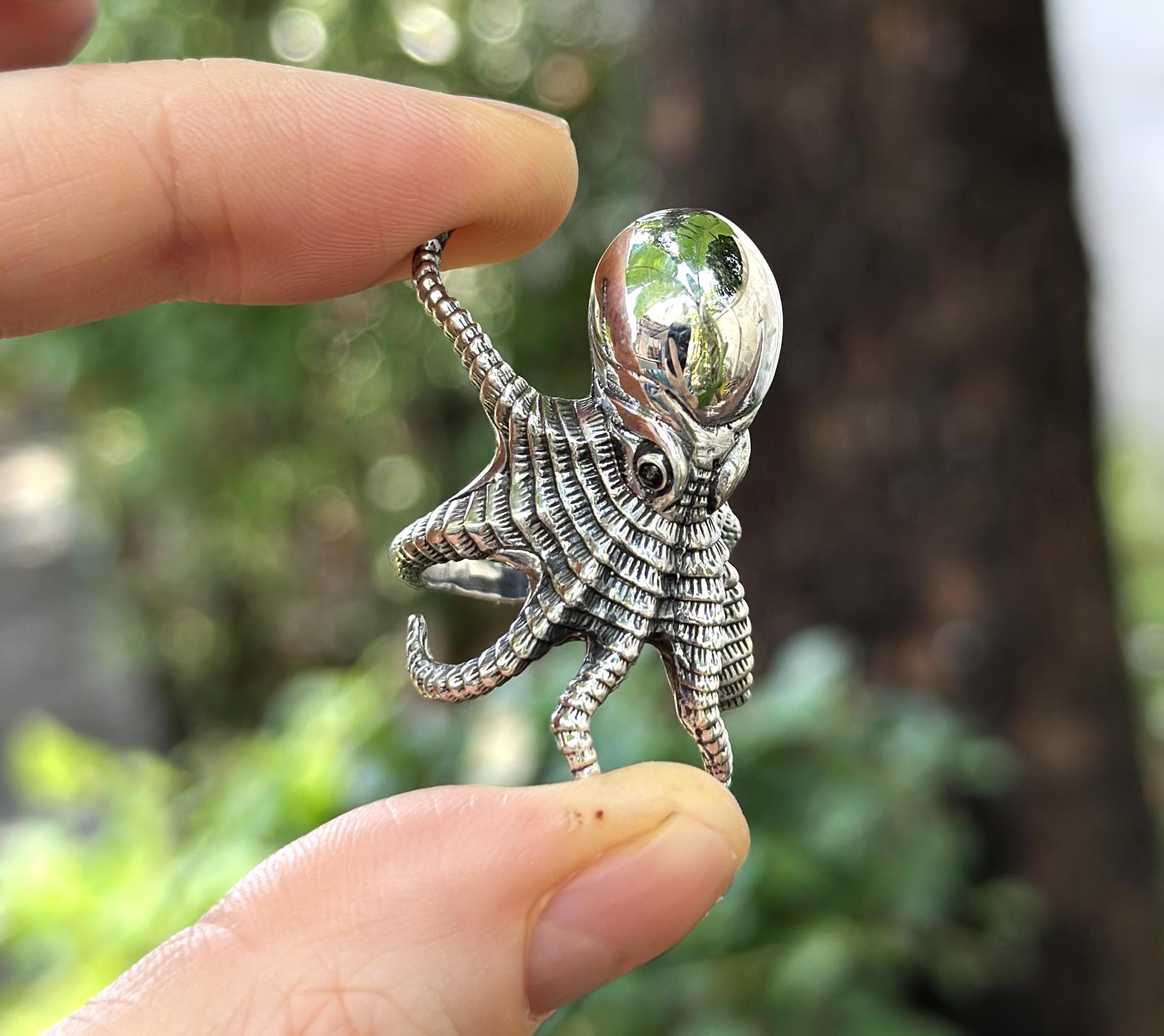 OCTOPUS RING 925 Sterling Silver Ocean Sea Animal Large Octopus ...