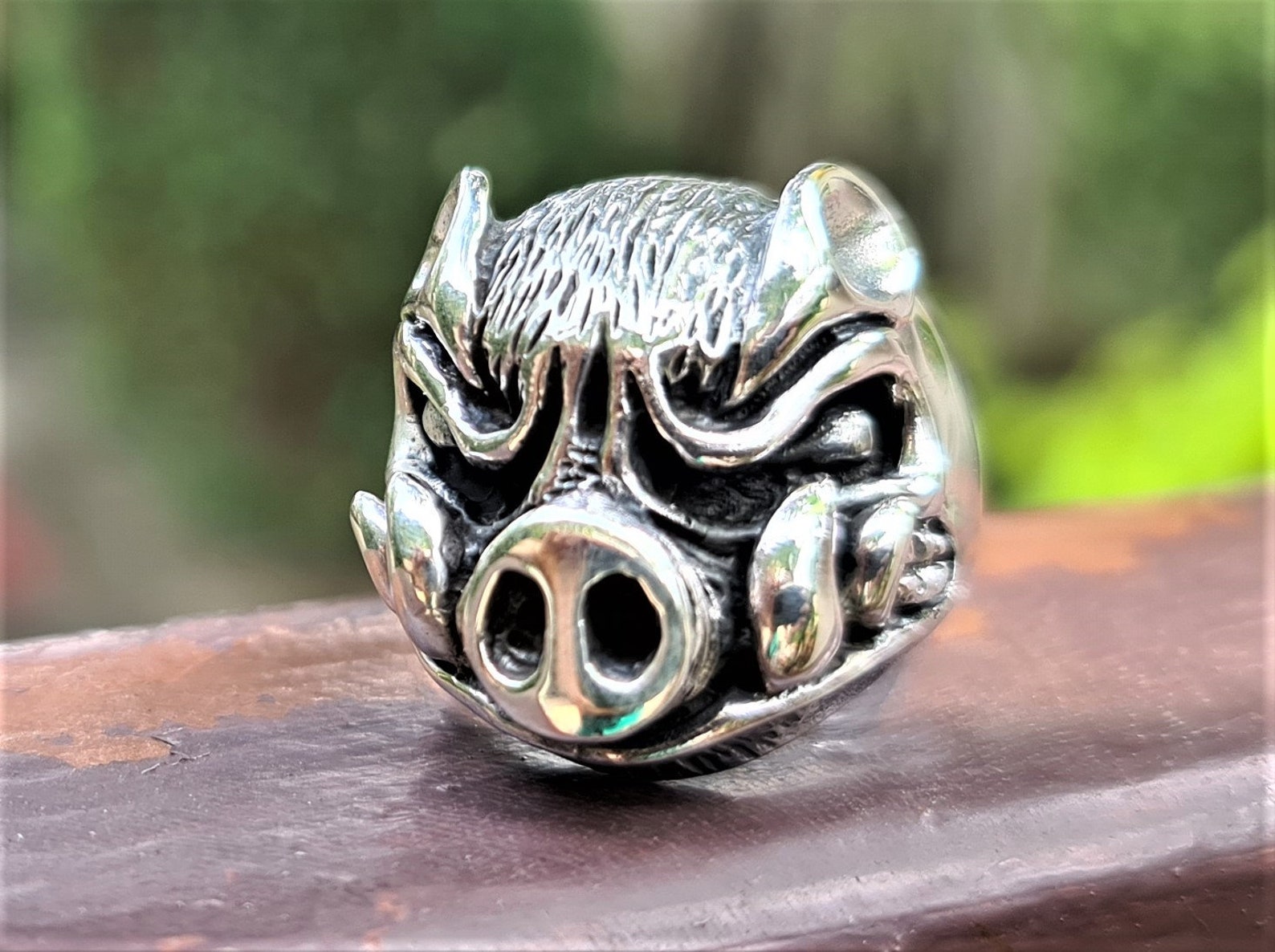 Wild Boar Ring STERLING SILVER 925 Wild Hog Animal Hogs Tusk - Etsy