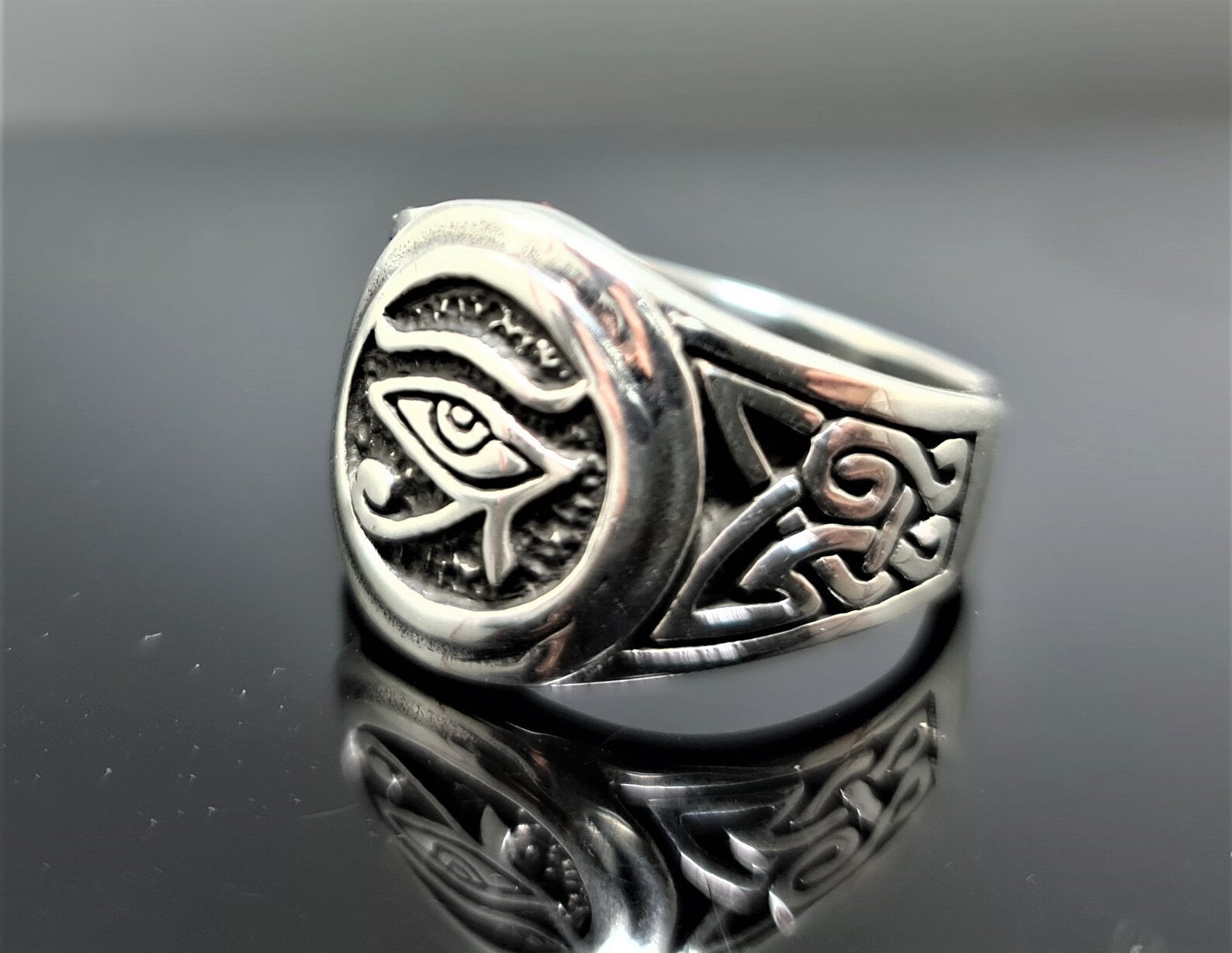 Eye of Horus Ring STERLING SILVER 925 Ancient Egyptian Symbol Celtic ...