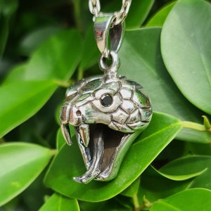 Massive Snake Head Pendant 925 Sterling Silver Striking Snake Serpent ...