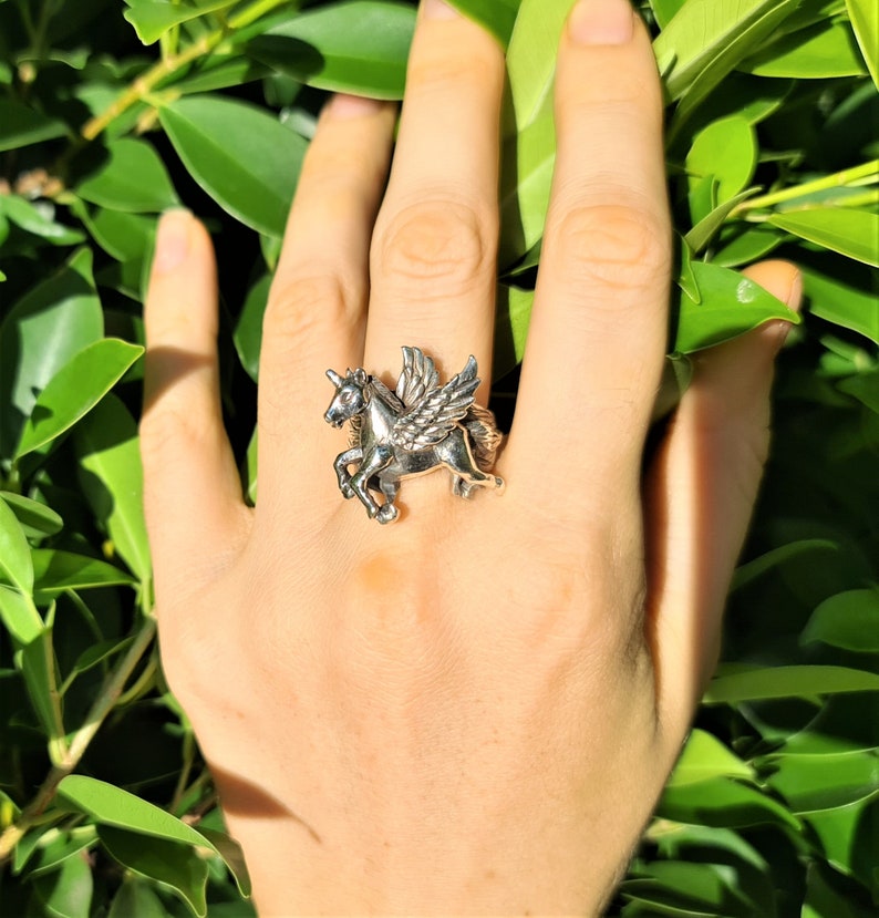 PEGASUS Ring STERLING SILVER 925 Unicorn Greek Mythology Wild - Etsy