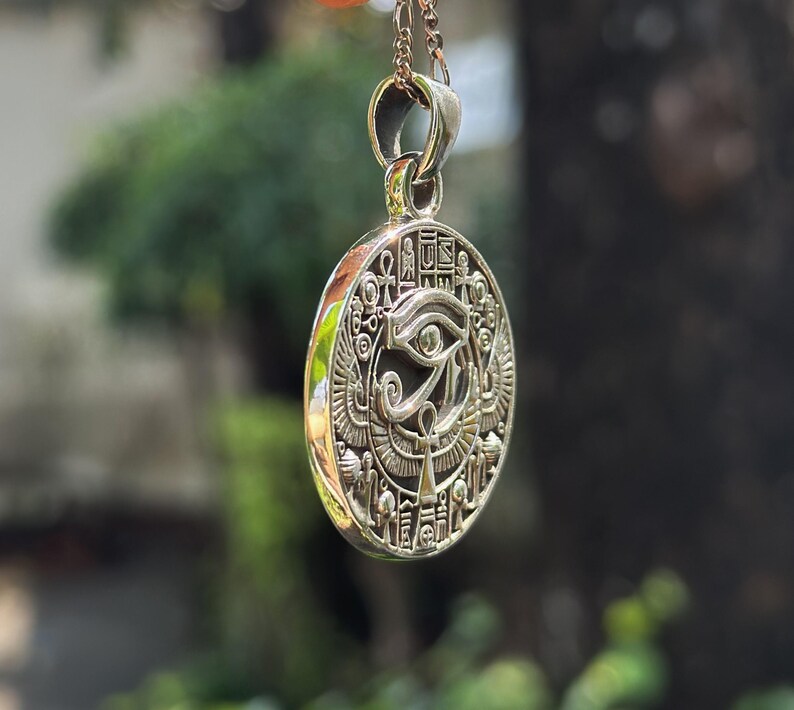 Eye of Ra Pendant STERLING SILVER 925 Winged Ankh Sacred Ancient ...