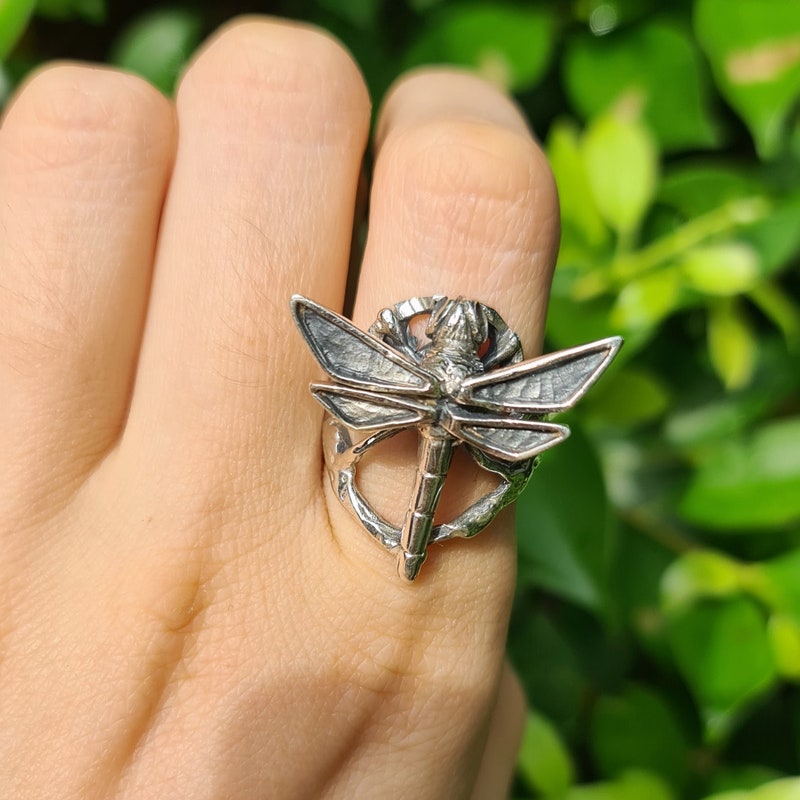 Silver Dragonfly Ring - Etsy