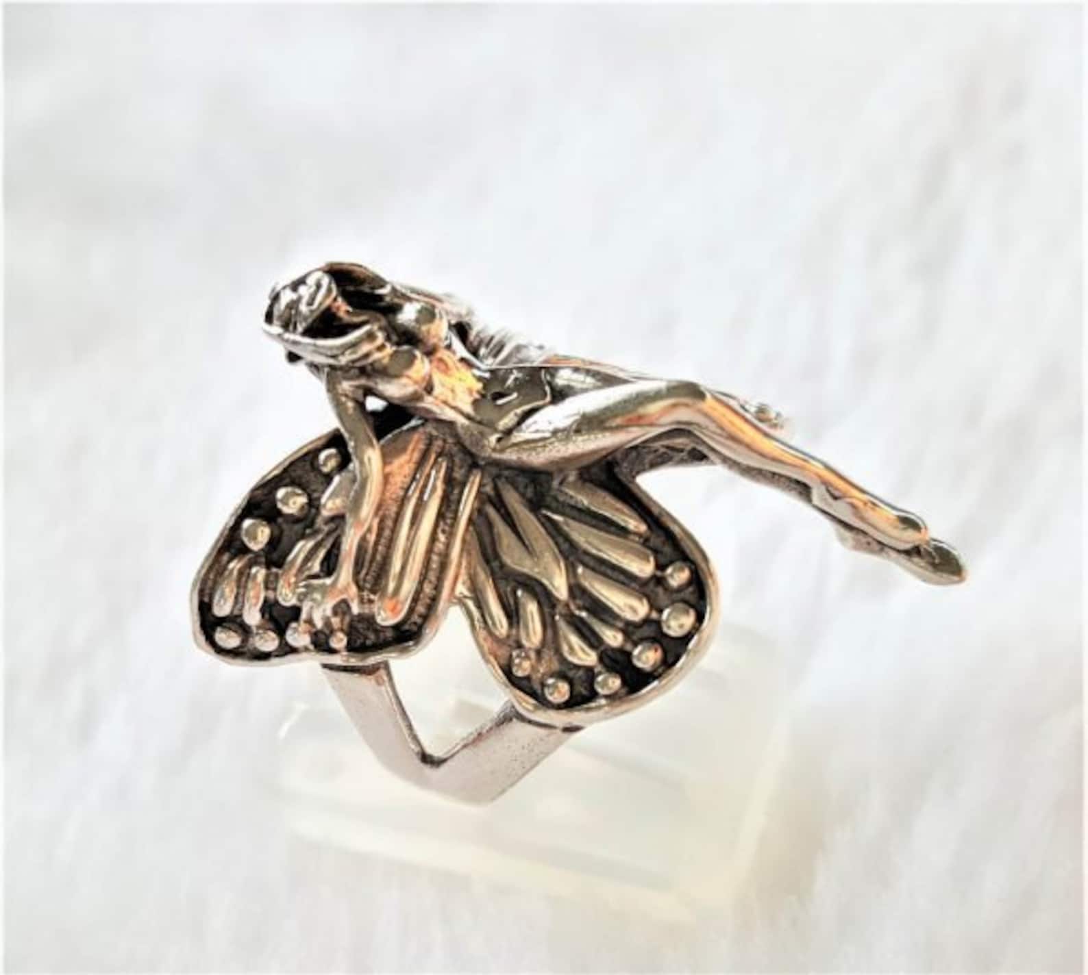Fairy Elf Ring STERLING SILVER 925 Butterfly Angel Wings | Etsy