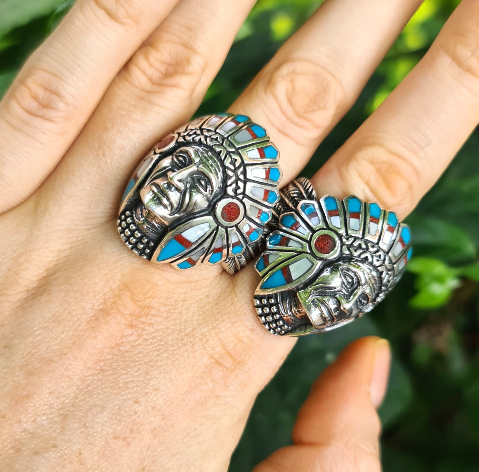 American Indian Ring Sterling Silver 925 Tribal Chief Warrior - Etsy