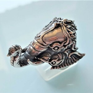 Elephant Ring STERLING SILVER 925 Big Tusks Ganesh Head Large Elephant ...