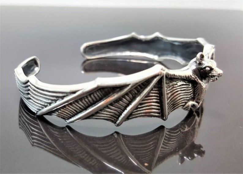 Bat Bracelet 925 Sterling Silver Bat Cuff Vampire Goth Rock - Etsy