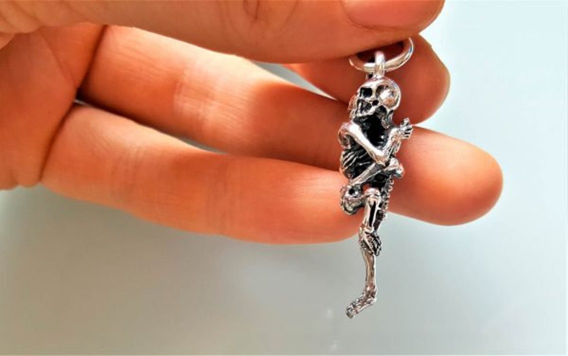 Hugging Skeletons Pendant 925 Sterling Silver Hug Love Skull - Etsy