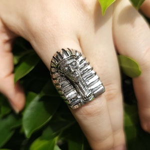 PHARAOH Ring 925 STERLING SILVER Tutankhamun Egyptian Sphinx Ancient ...