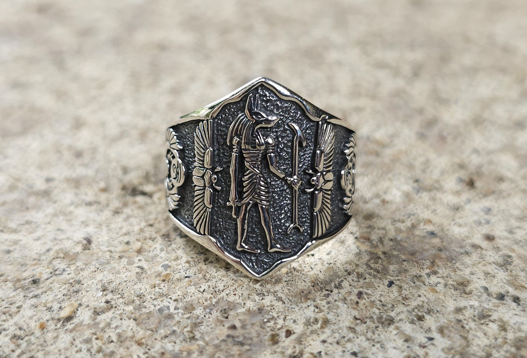 Anubis Ring 925 Sterling Silver Jackal-headed God of Egypt Egyptian ...