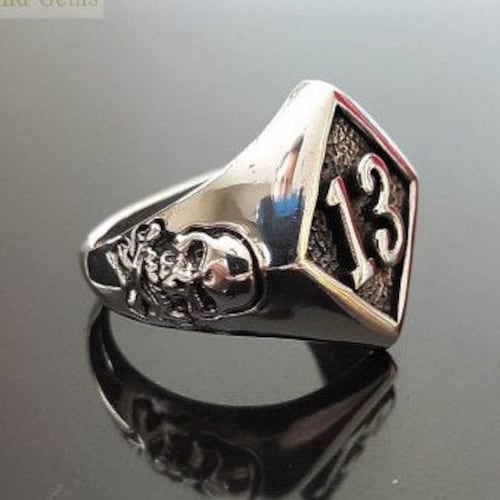 Sterling Silver Ring Biker Ring Number 13 Ring Silver - Etsy