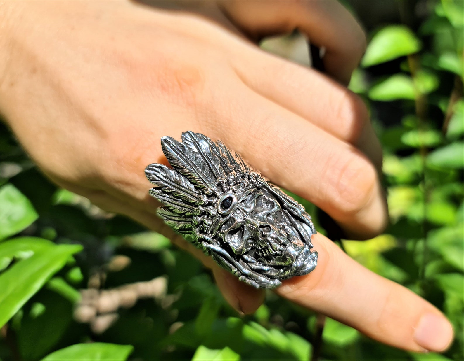 Skull Indian Tribal Chief Ring STERLING SILVER 925 American | Etsy