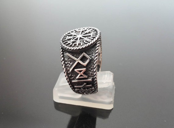 Vegvisir Ring 925 Sterling Silver Runic Compass Pagan Norse | Etsy