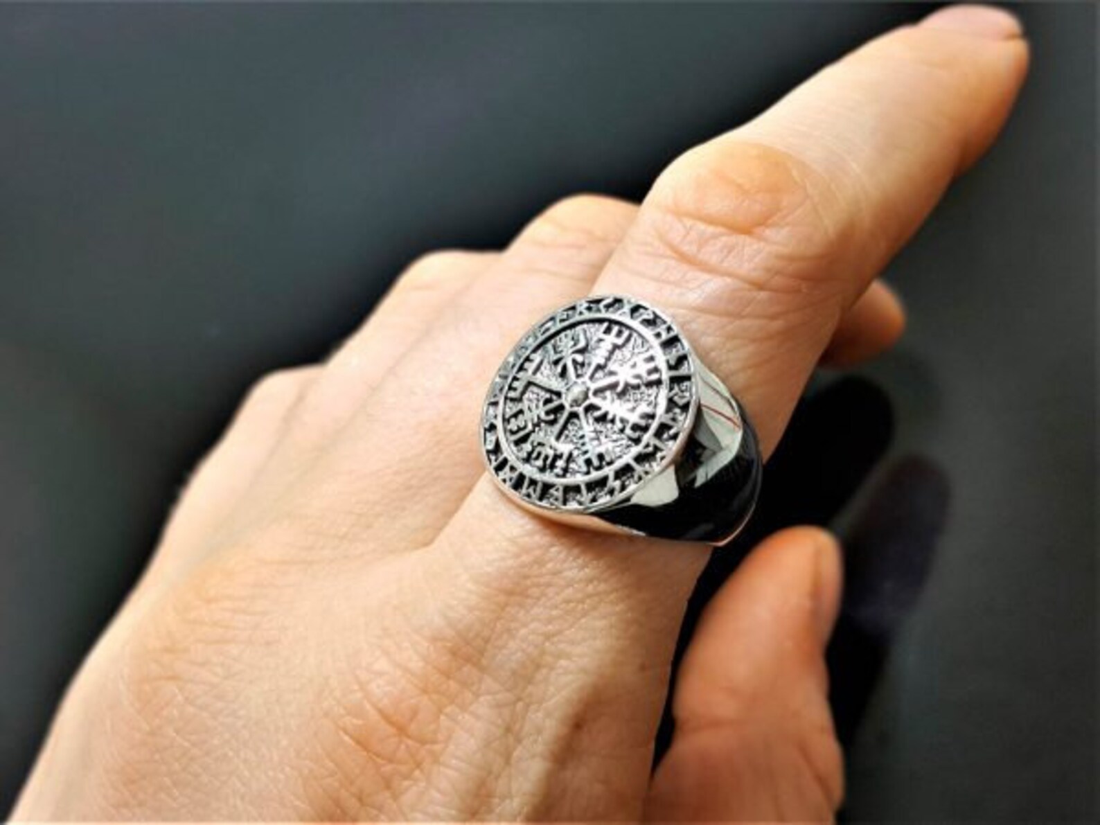 Vegvisir Ring 925 Sterling Silver Icelandic Magical Stave - Etsy