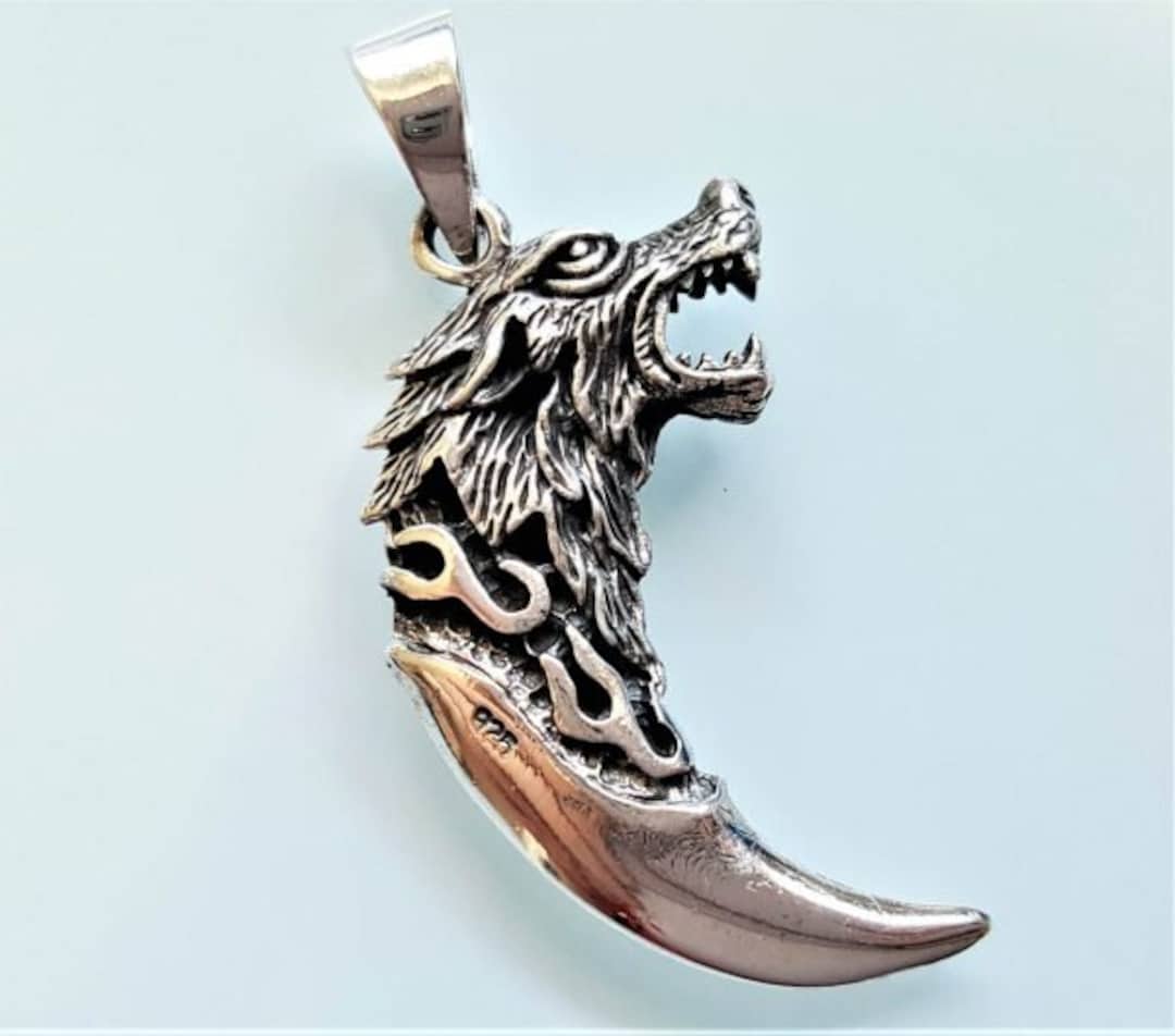 Wolf Fang STERLING SILVER 925 Pendant Wolf Claw Viking Wolf Talisman ...