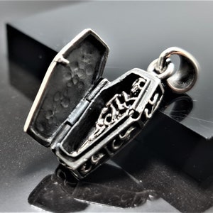 Gothic Cross Coffin Locket Pendant STERLING SILVER 925 Skeleton in ...