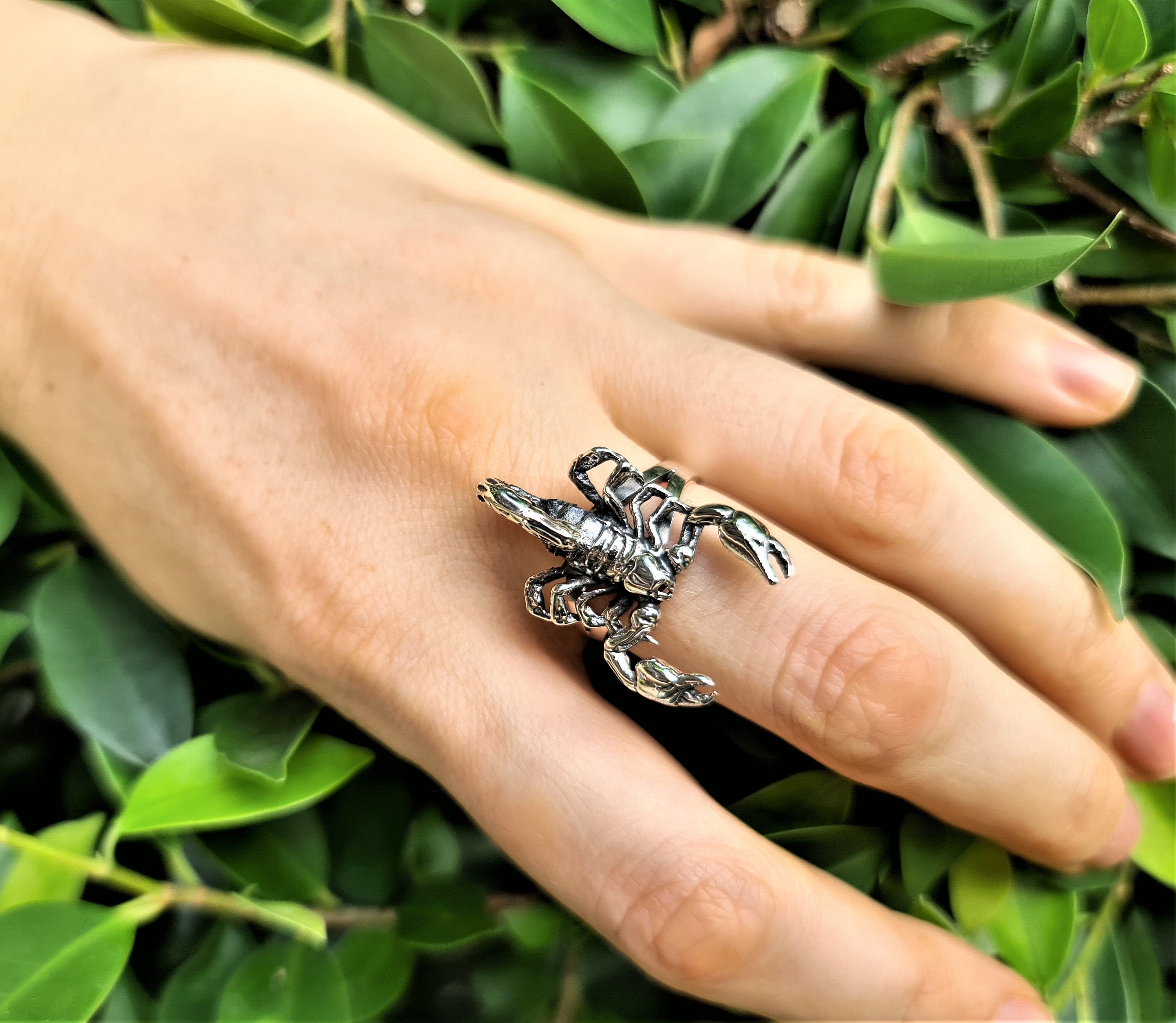 Scorpion Ring STERLING SILVER 925 Large Massive Scorpio Zodiac | Etsy