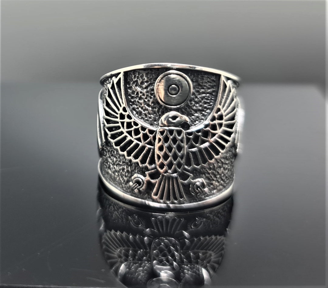 God Ra Ring STERLING SILVER 925 the Egyptian Sun God Ra in the Horus ...