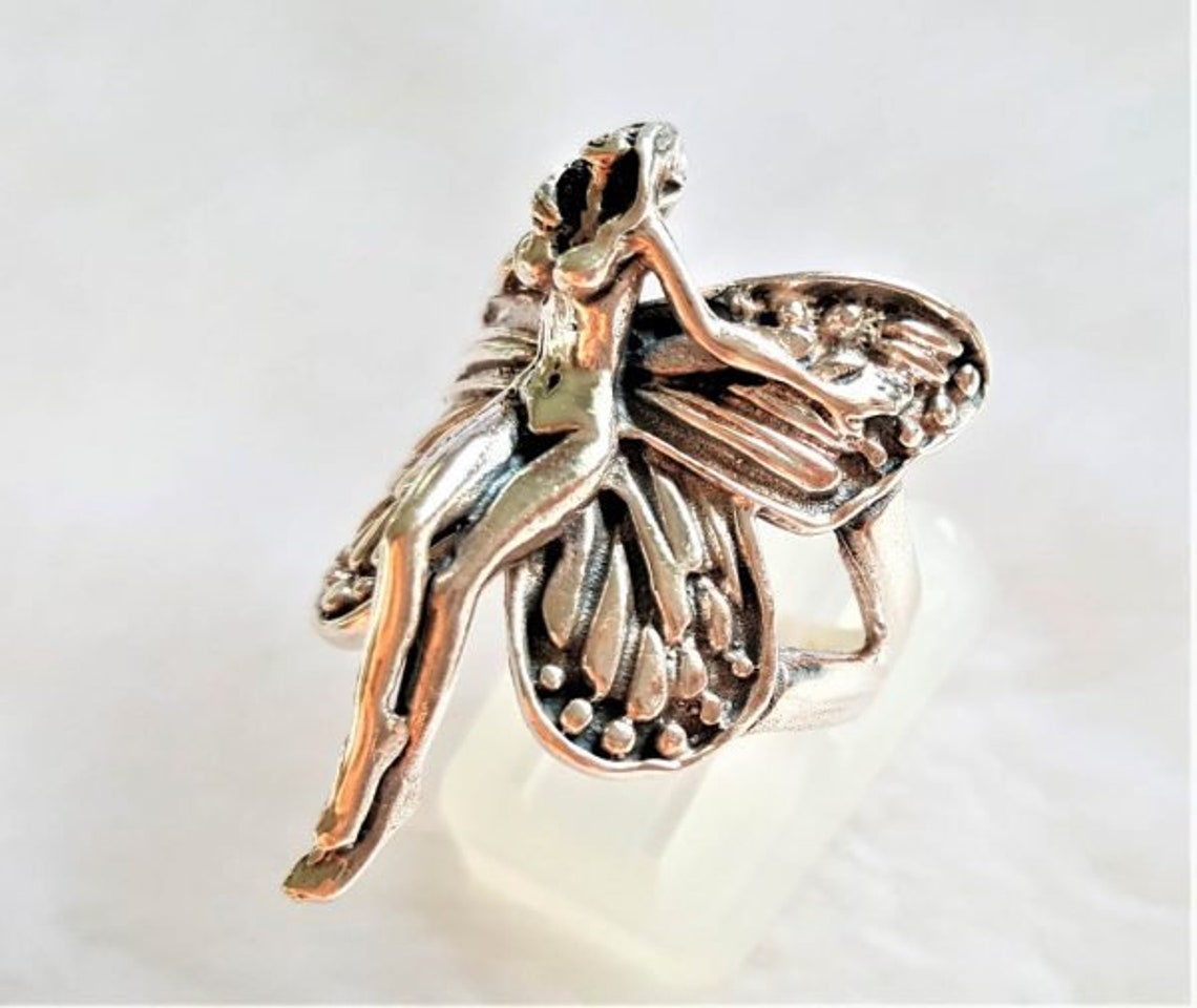 Fairy Elf Ring STERLING SILVER 925 Butterfly Angel Wings | Etsy