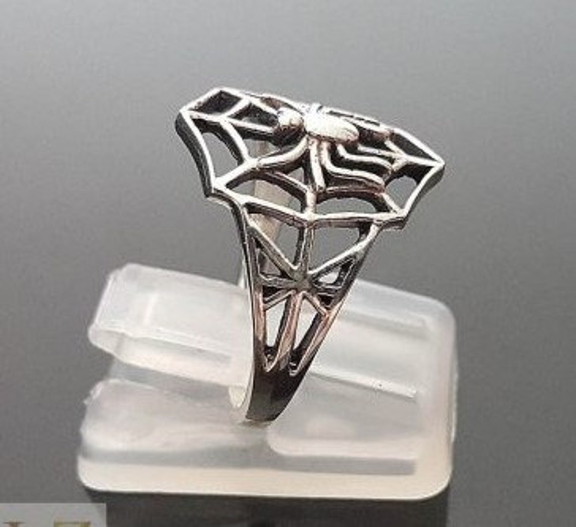 Spider Ring STERLING SILVER 925 Spider Web Black Widow Ring - Etsy