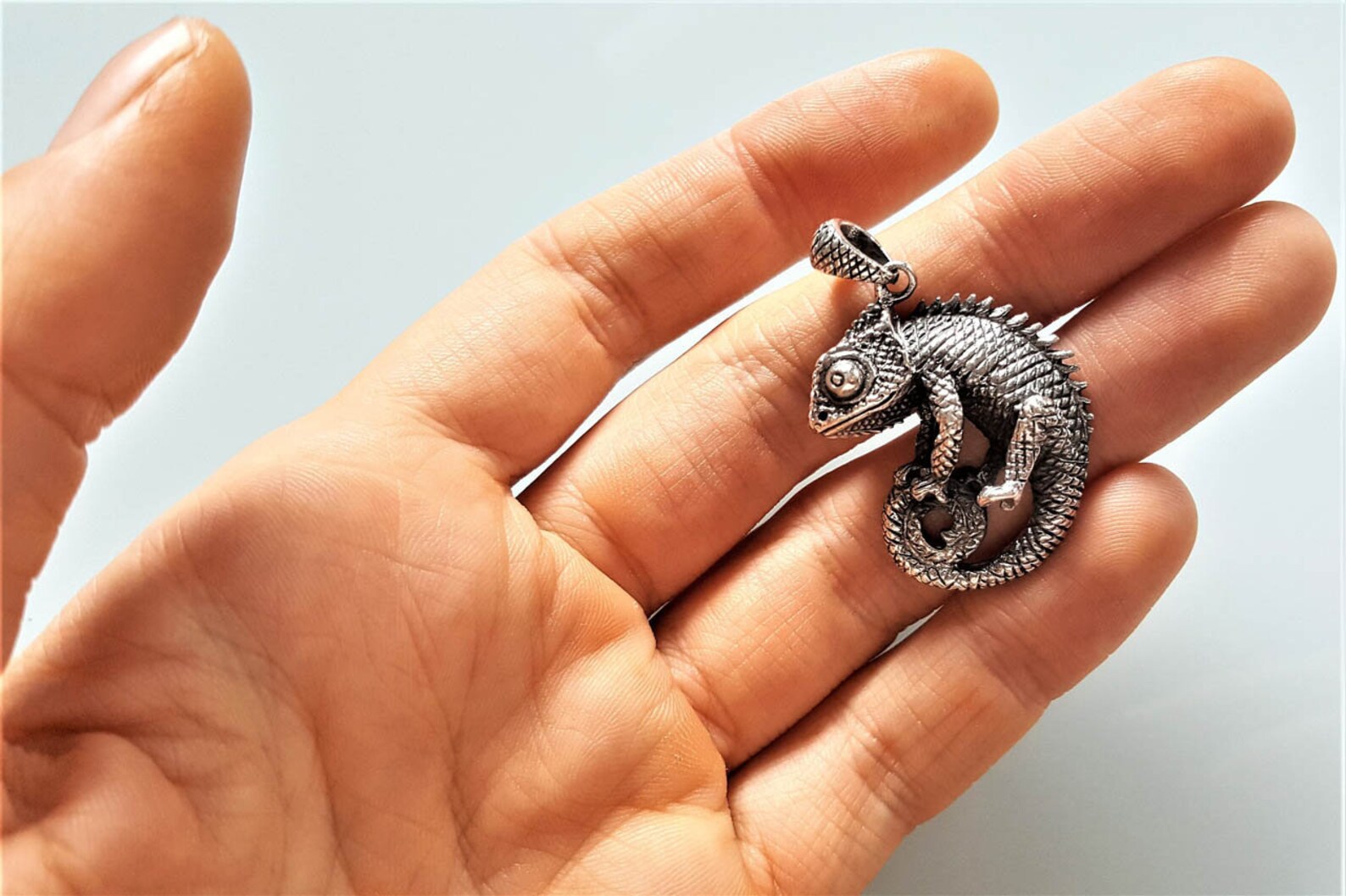 Chameleon Pendant STERLING SILVER 925 Exclusive Design Lizard - Etsy
