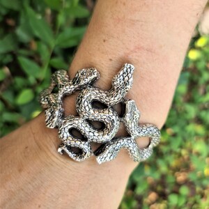 Snake Cuff Bracelet STERLING SILVER 925 Double Headed Snakes Talisman ...