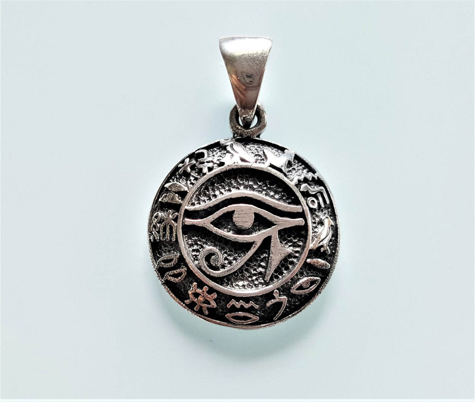 Eye of Horus Pendant STERLING SILVER 925 Ancient Egyptian Hieroglyph ...