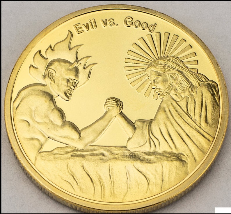 Evil vs. Good Coin In God We Trust Gold Plated Keepsake | Etsy