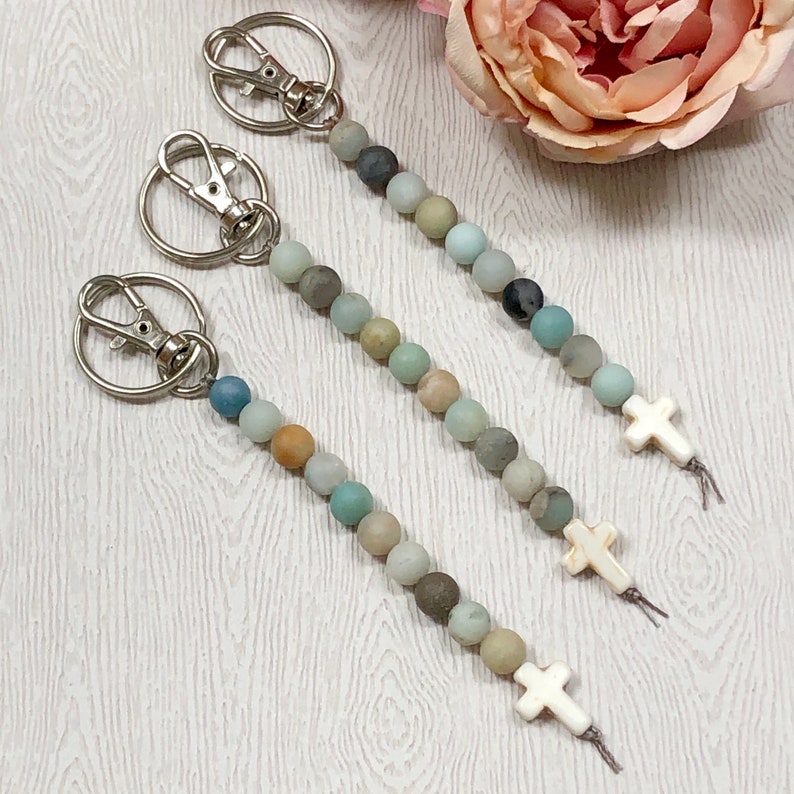 Religious Keychain Rosary Keychain Cross Keyring Cross - Etsy