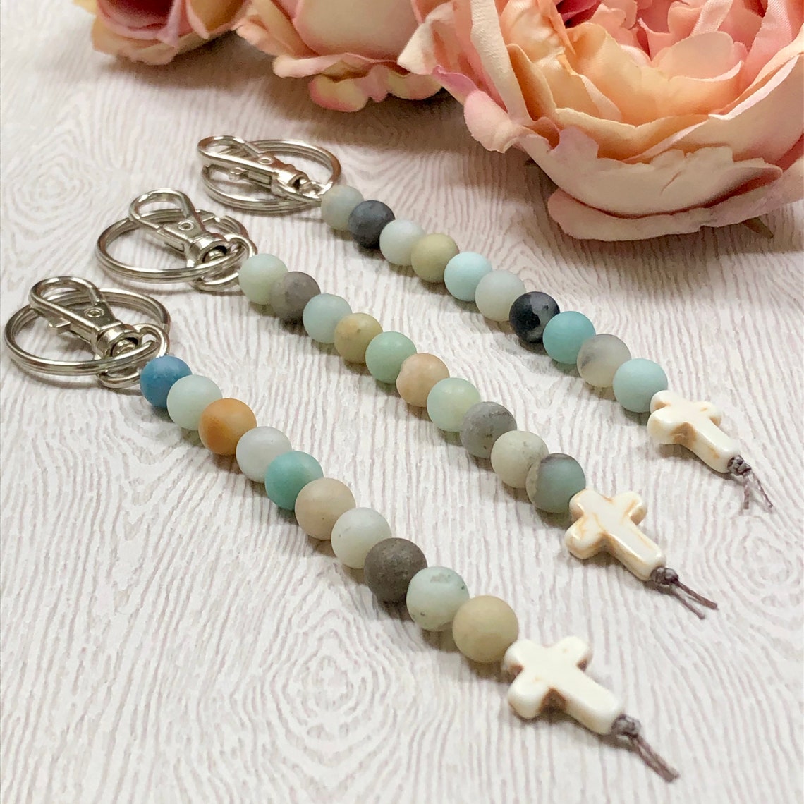 Religious Keychain Rosary Keychain Cross Keyring Cross - Etsy