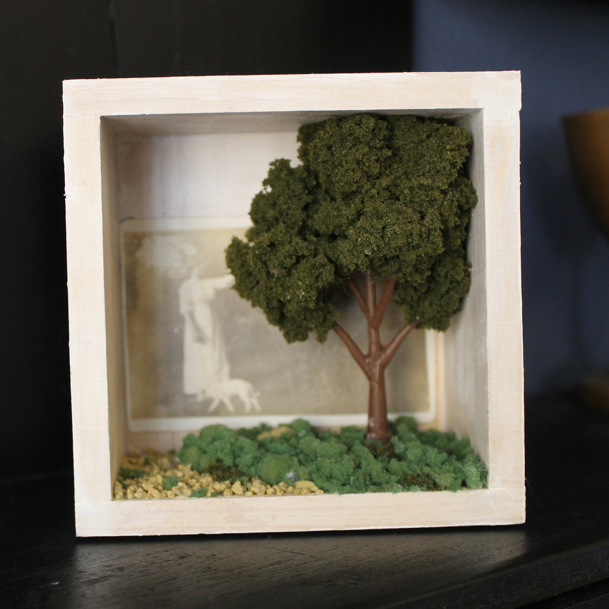 Handmade Diorama Vintage Photo Box Girl With Tree and Dog - Etsy