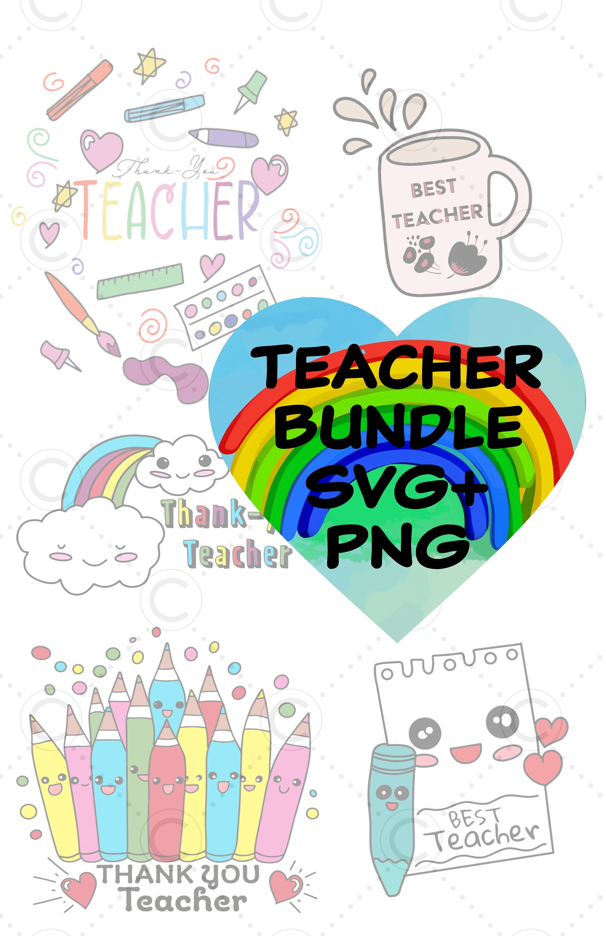 Thank-you Teacher Bundle SVG and PNG - Etsy