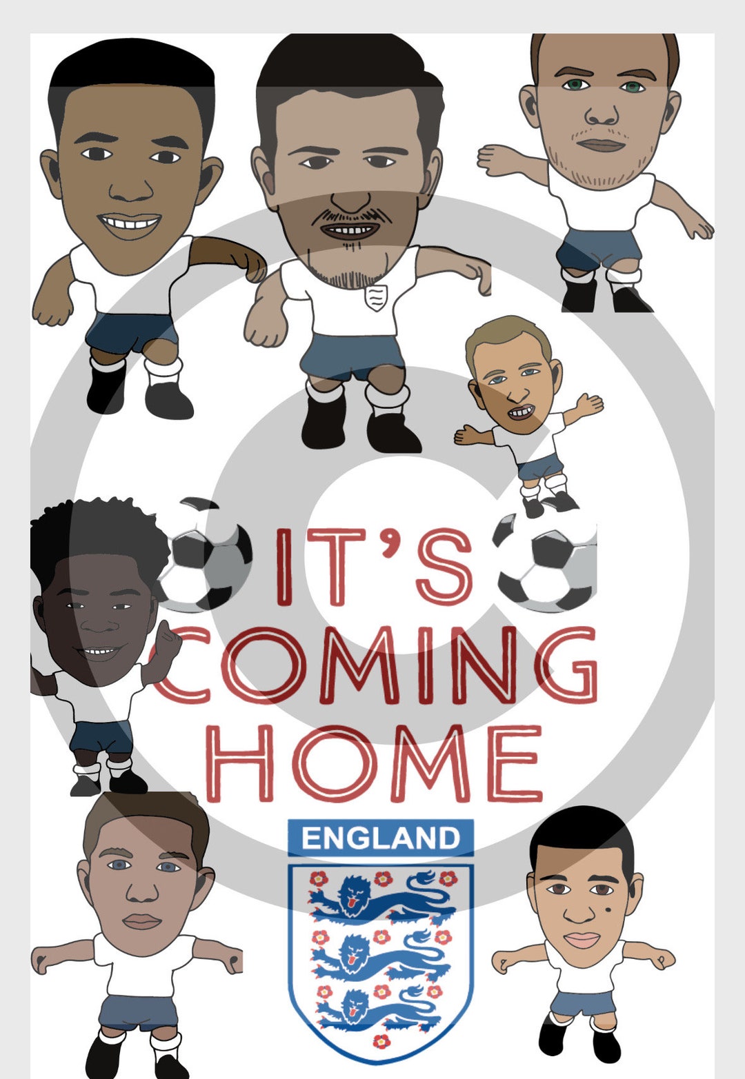 Cartoon England Players - Etsy UK