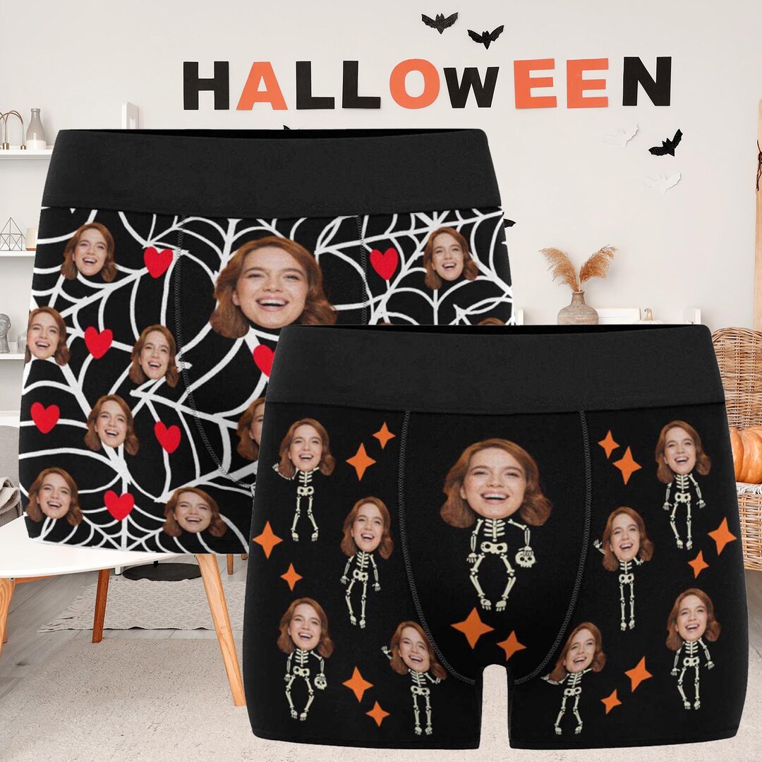 Personalized Halloween Boxers for Men, Gifts for Him, Custom Face ...