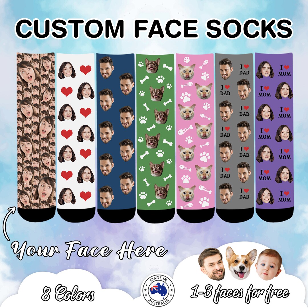 Custom Face Socks for Couple, Personalized Socks With Photo, Cute Pet ...