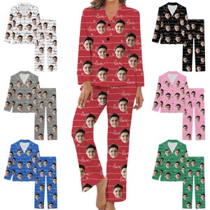 Custom Couple Pajamas With Face, Matching Family Pajamas, Personalized ...