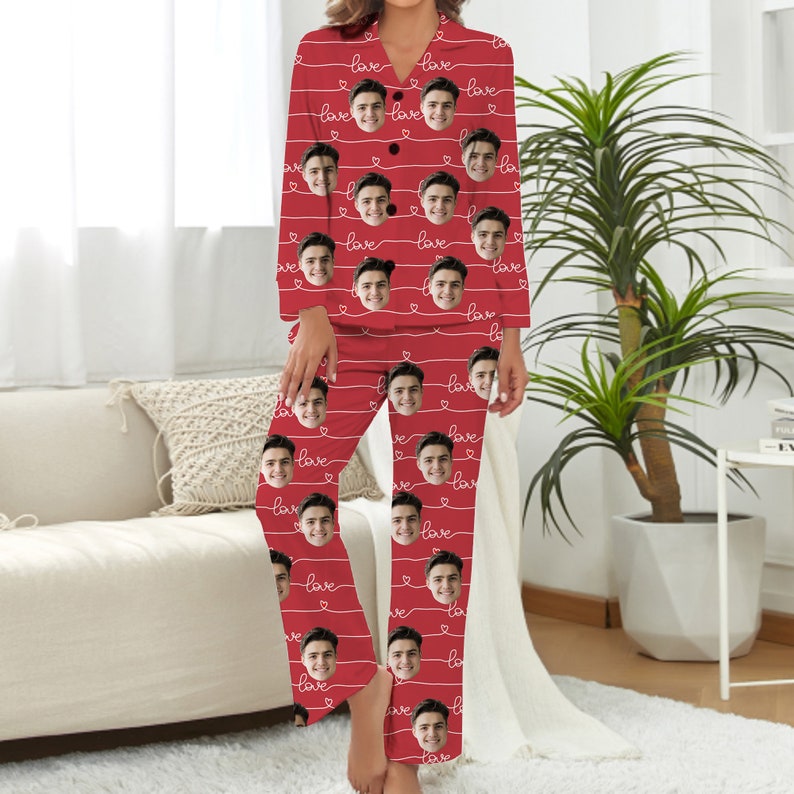 Custom Couple Pajamas With Face Matching Family Pajamas - Etsy