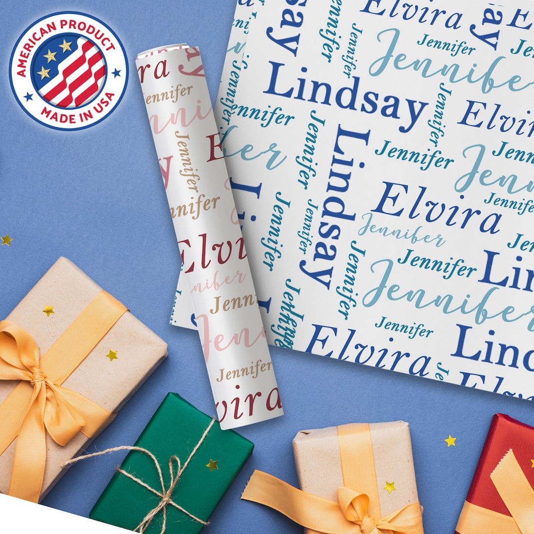Custom Collage Name Wrapping Paper, Personalized Wrapping Paper for ...