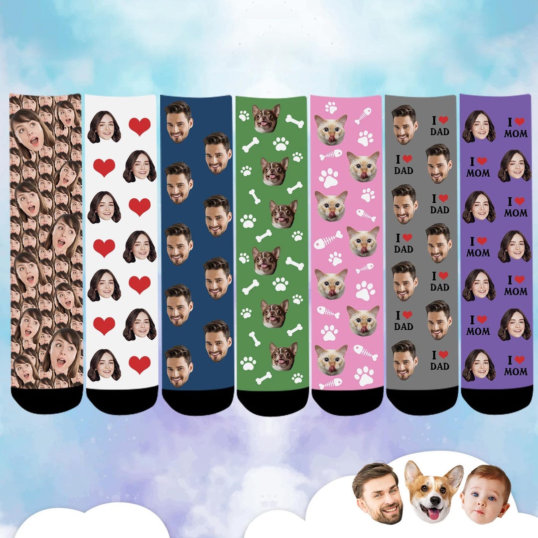 Custom Face Socks for Couple, Personalized Socks With Photo, Cute Pet ...