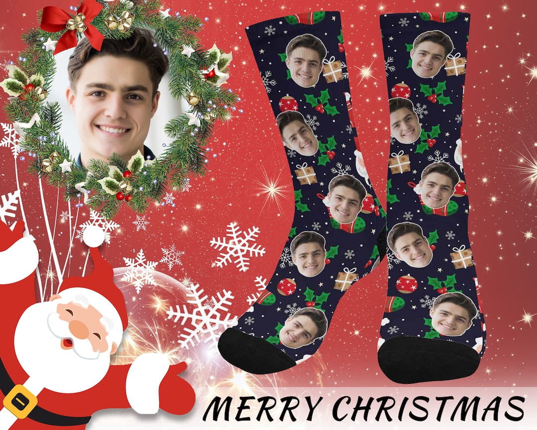 Personalized Christmas Socks Gifts, Custom Photo Face Socks, Holiday ...
