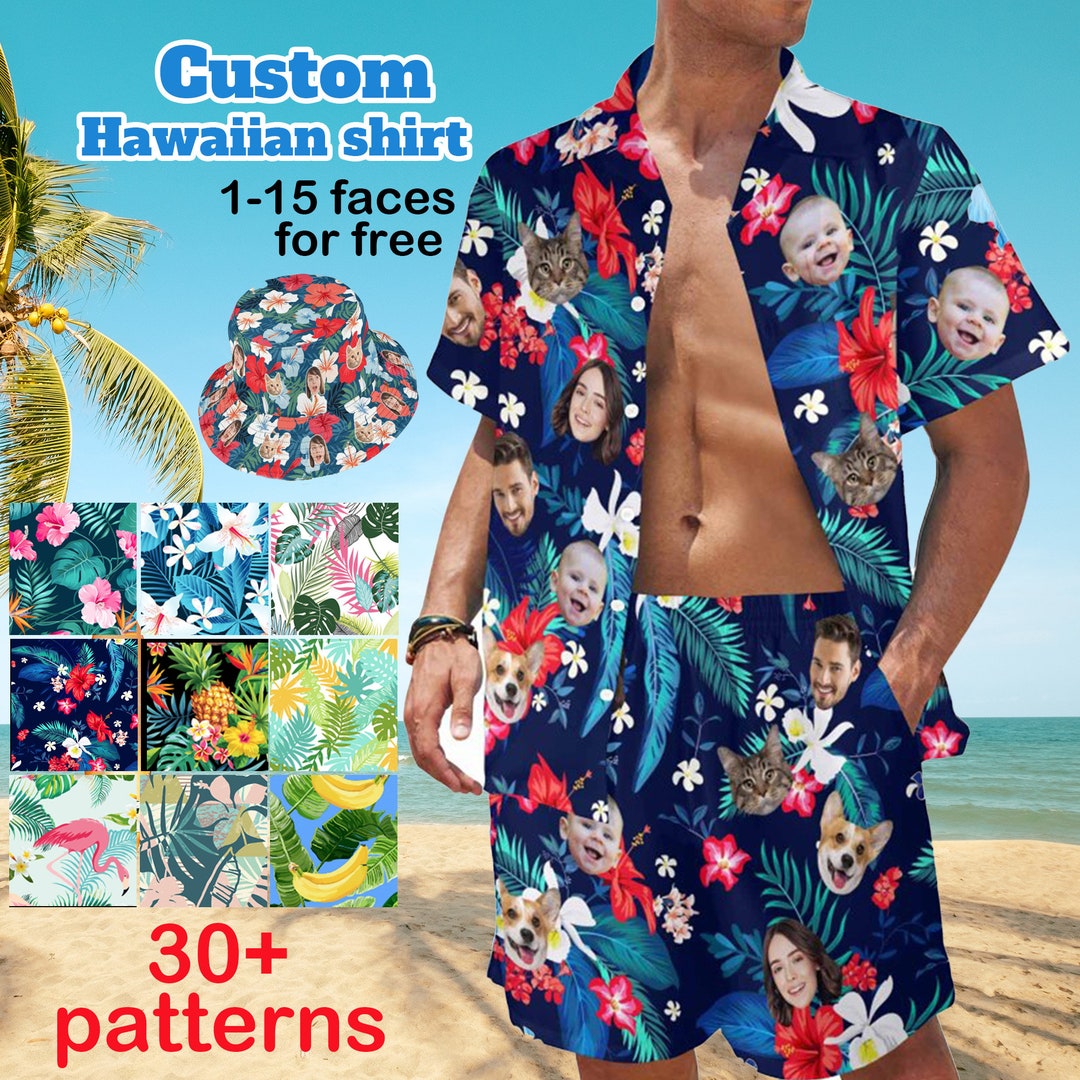 Custom Hawaiian Shirts With Face, Personalized Shirt for Dad Fathers ...