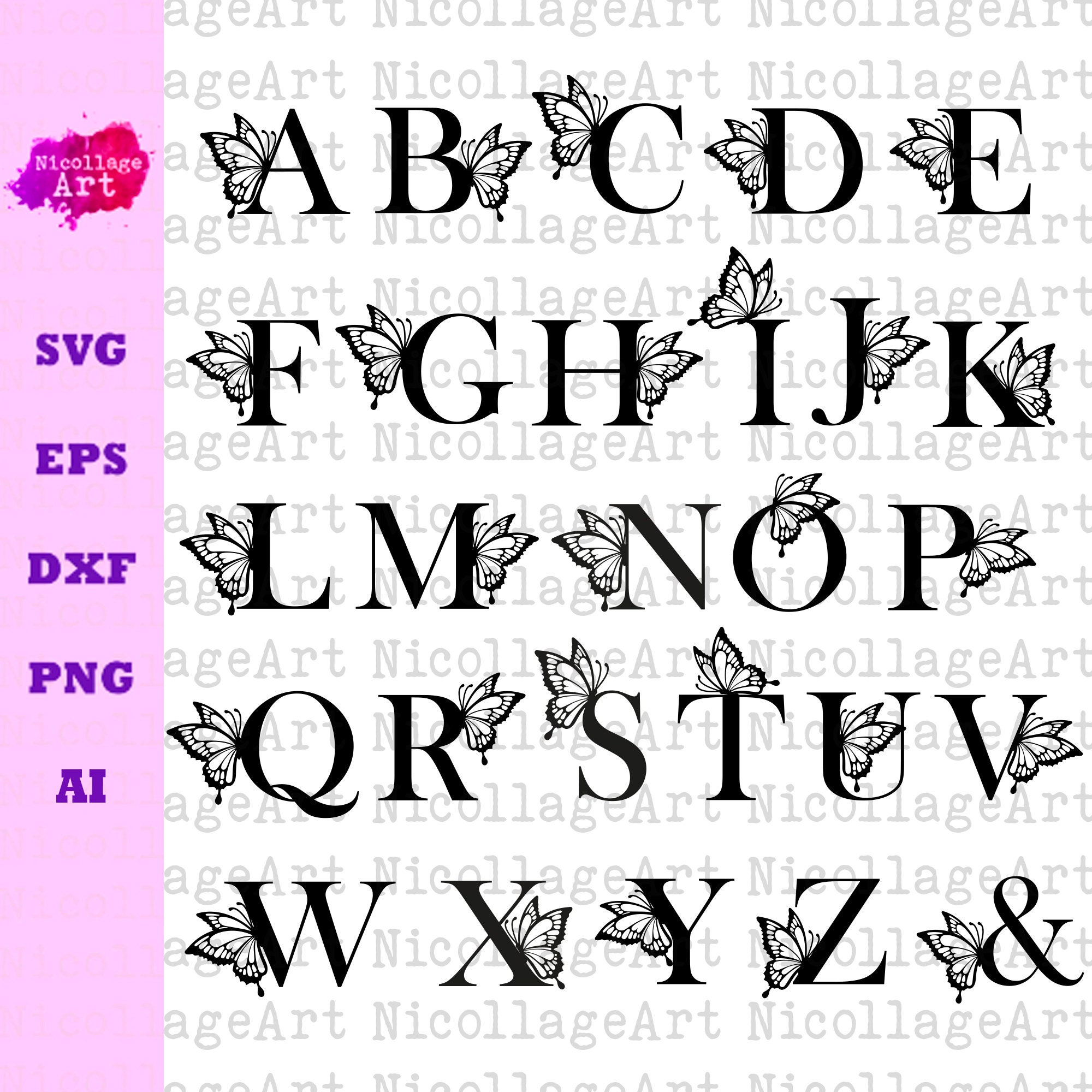 Butterfly Alphabet Monogram SVG: A-Z Letters (digital Files) - Etsy