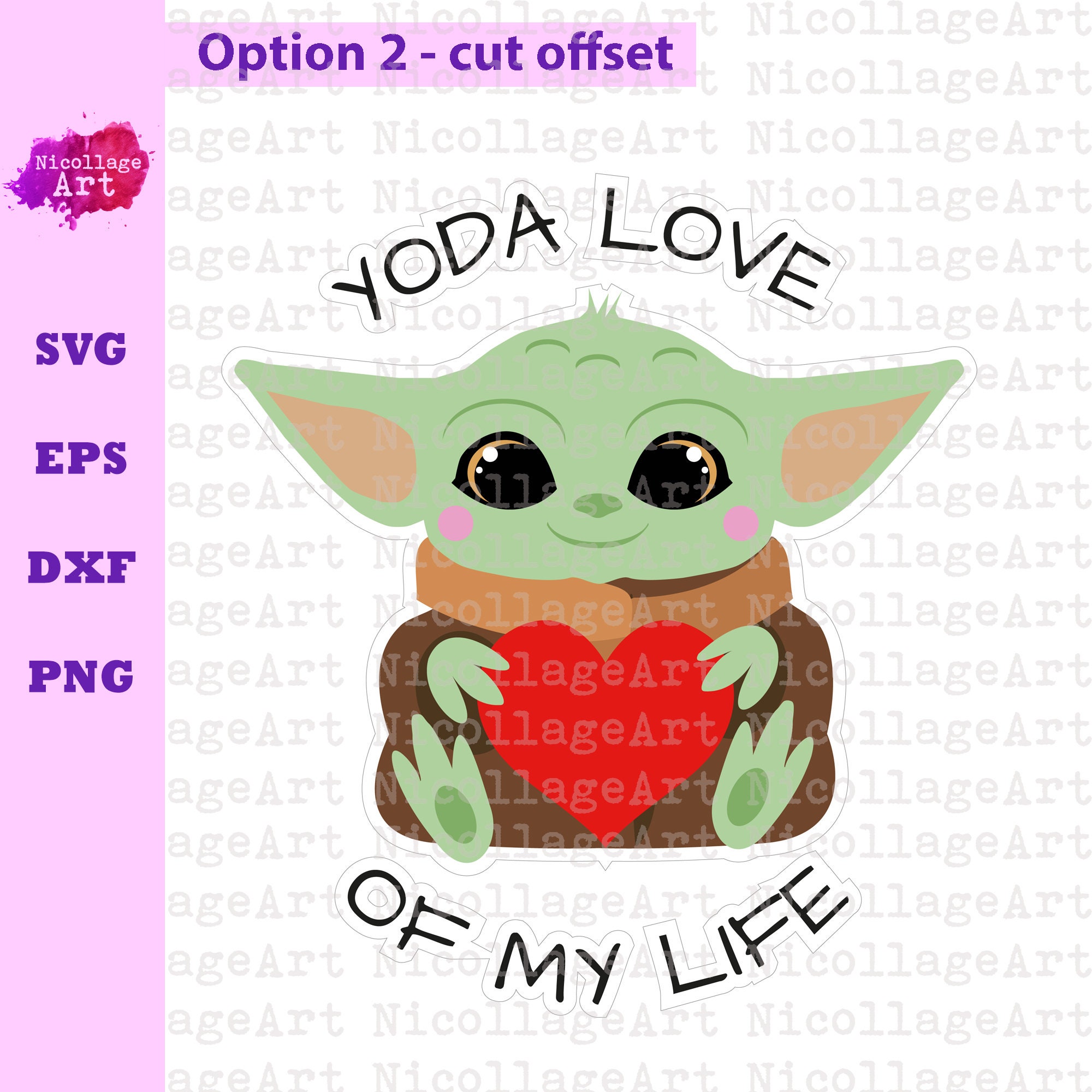 Baby Yoda Heart SVG, Cricut & Silhouette Cut File - Etsy