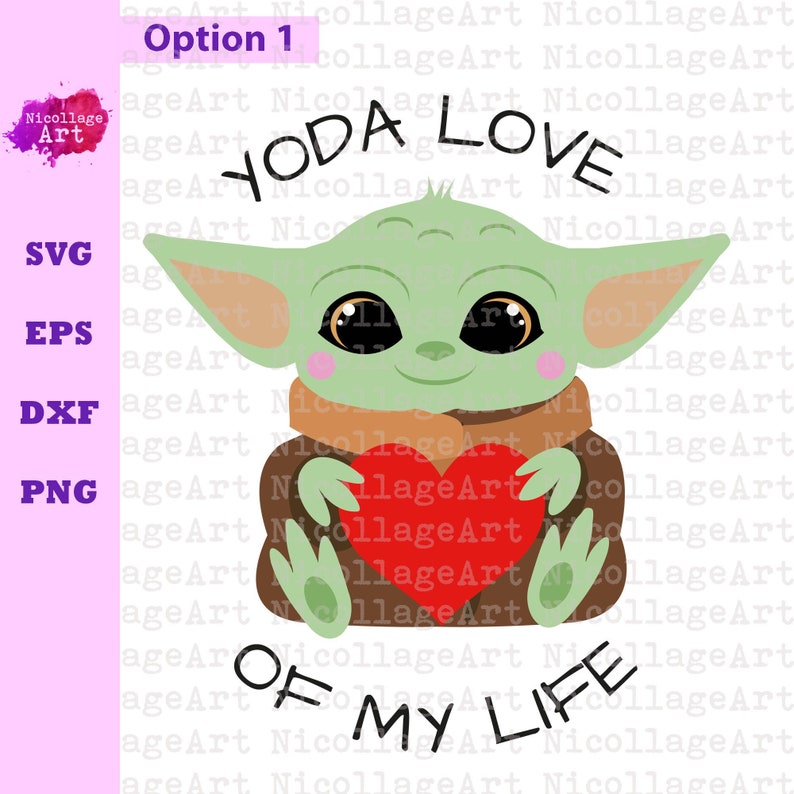 Baby Yoda SVG, Baby Yoda Holding a Heart | Cut File for Cricut and ...