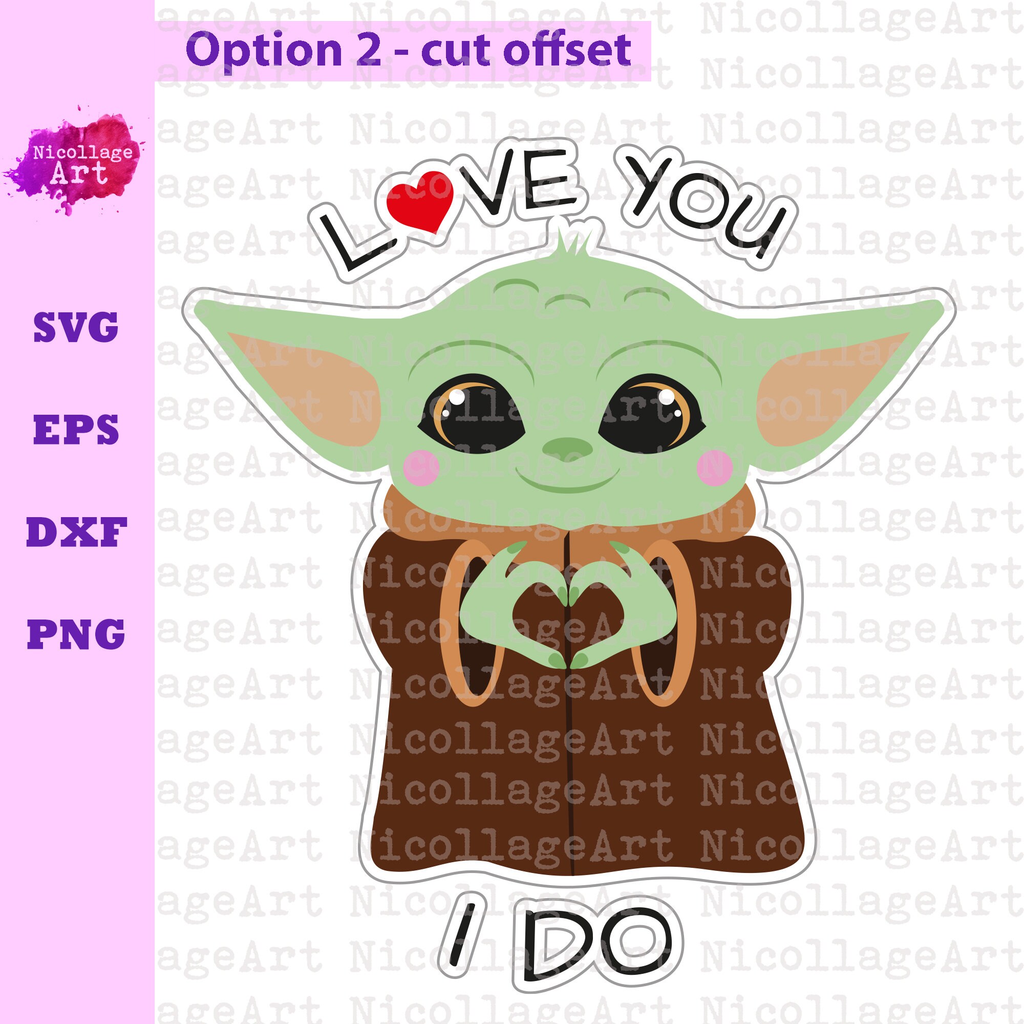 Baby Yoda SVG, Baby Yoda Making Fingers Heart Shape, Cut File for ...