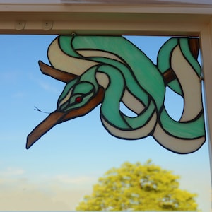 Stained Glass Snake Window Corner Decor Reptile Lovers' Gift Suncatcher ...