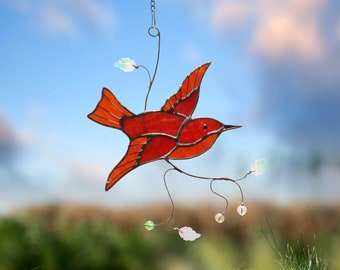 Stained Glass Red Bird - Etsy